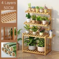 China Wood Bamboo Eco-Friendly Rack for Living Room Simple Tall Floor Standing Plant Pot Book Storage Office Balcony for sale