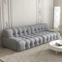 China 2.6m Upholstered Sectional Sofa Modern Linen Fabric 4/5-Seat Couch for Living Room, Apartment, Office for sale