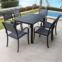 China Courtyard Anti-Corrosion Leisure Combination Garden Entry Outdoor Plastic Wood Tables and Chairs with Aluminum Frame for sale