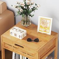China Farmhouse Night Stand Storage Shelf Rustic Couch End Table BAMBOO Nightstand With Drawer Bed Side Tables For Living Room for sale
