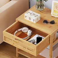 China Farmhouse Night Stand Storage Shelf Rustic Couch End Table BAMBOO Nightstand With Drawer Bed Side Tables For Living Room for sale