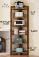 China Versatile Bamboo Corner Shelf for Modern Living Room Bookshelf Small Bookcase Storage Rack and Plant Stand Home Kitchen for sale