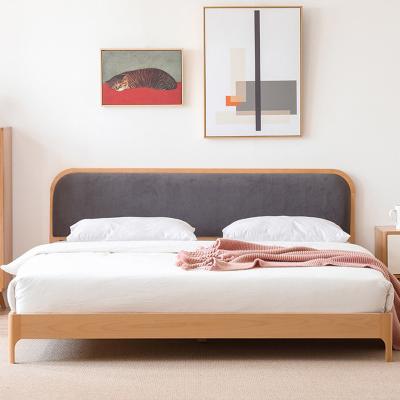 China Solid Wood Style Twin Bed Frame with Sponge Headboard Heavy Duty Wooden Platform and Easy Assembly Slats for sale