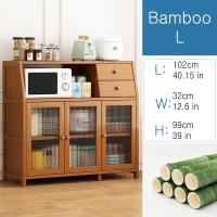 China Multifunctional Bamboo Kitchen Cabinet with Storage Y Mail Packing Bamboo Pantry Microwave Cart Drawers and Shelf Bamboo for sale