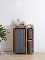 China Other Home Storage Organization Plant Fiber Type Laundry Hamper Rack for Bathroom 3 Tier Standing Bucket Design for sale