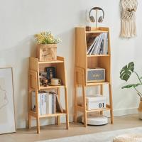 China Living Room Storage Organizer Cabinet with BAMBOO Material Bed Side Night Stand Shelf Rack Bookcase Record Player Ladder for sale