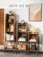 China Living Room Storage Organizer Cabinet with BAMBOO Material Bed Side Night Stand Shelf Rack Bookcase Record Player Ladder for sale