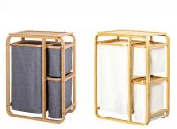 China 3 Compartment Cabinet Clothing Organizer Lacquer Finish Dirty Clothes Basket Shelf Storage Sorter for Home Organization for sale