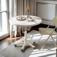 China Living Room Furniture Adjustable Coffee Table with PANEL Wood Style and Movable Rolling Round Rack for sale