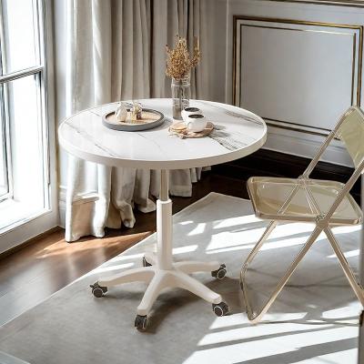 China Living Room Furniture Adjustable Coffee Table with PANEL Wood Style and Movable Rolling Round Rack for sale