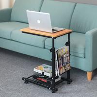 China Student Study Height Adjustable Computer Desk Wooden Modern Cheap Coffee Table with Wheels Laptop Stand Work Station for sale
