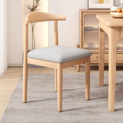 China Restaurant Home Leisure Nordic Dining Chair Modern Simple Desk Stool with Iron Frame and Solid Wood Pattern Seater for sale
