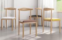 China Restaurant Home Leisure Nordic Dining Chair Modern Simple Desk Stool with Iron Frame and Solid Wood Pattern Seater for sale