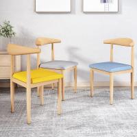 China Restaurant Home Leisure Nordic Dining Chair Modern Simple Desk Stool with Iron Frame and Solid Wood Pattern Seater for sale