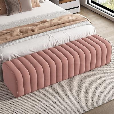 China Adjustable Shoe Rack for Hallway Living Room Velvet Fabric Thick Cushion Entryway Change Long Chair General Home Furniture for sale