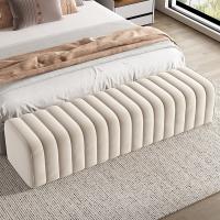 China Adjustable Shoe Rack for Hallway Living Room Velvet Fabric Thick Cushion Entryway Change Long Chair General Home Furniture for sale