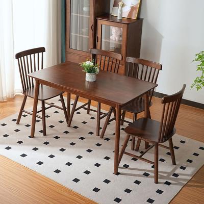 China Solid Wood Dining Table Set with Chairs Room Restaurant Furniture Modern Lunch Dinner Windsor Chair for Cafa for sale
