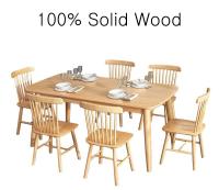 China Solid Wood Dining Table Set with Chairs Room Restaurant Furniture Modern Lunch Dinner Windsor Chair for Cafa for sale