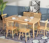 China Solid Wood Dining Table Set with Chairs Room Restaurant Furniture Modern Lunch Dinner Windsor Chair for Cafa for sale