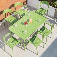 China Waterproof Design Home Bar Leisure Anti Rust Aluminium Metal Garden Dining Table Set for Outdoor Patio Furniture NO Folded for sale