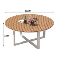 China Plastic Wood Outdoor Courtyard Round Tables Leisure Cafe Garden Furniture with Mail Packing and Wood-plastic Material for sale