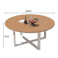 China Plastic Wood Outdoor Courtyard Round Tables Leisure Cafe Garden Furniture with Mail Packing and Wood-plastic Material for sale