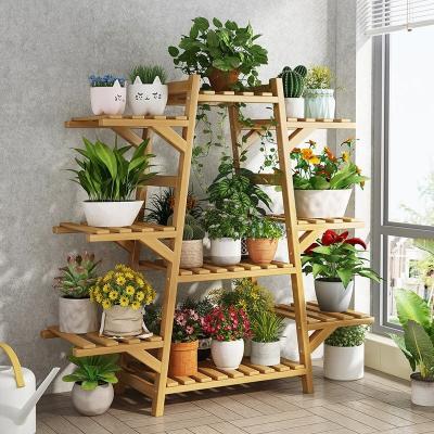 China Plants Stand in Door Flower Pot Shelves Multi Tiers Wood Indoor and Outdoor Decoration Estante de flores for sale