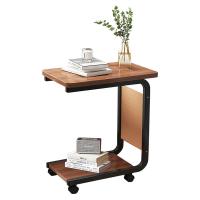 China Corner Coffee Bedside Table with Wheels C Shape 2 Tiers End for Small Space in Living Room Bedroommesa de esquina for sale