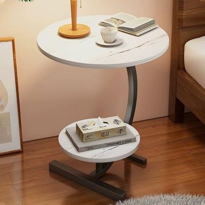 China Living Room Sofa Side Modern Minimalist Bedroom Bedside Table with Slate Countertop in Mini Round Design for sale