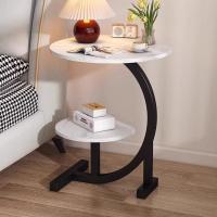 China Living Room Sofa Side Modern Minimalist Bedroom Bedside Table with Slate Countertop in Mini Round Design for sale