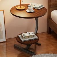 China Living Room Sofa Side Modern Minimalist Bedroom Bedside Table with Slate Countertop in Mini Round Design for sale