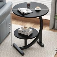 China Living Room Sofa Side Modern Minimalist Bedroom Bedside Table with Slate Countertop in Mini Round Design for sale