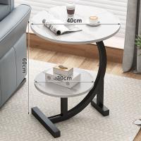 China 2-Tier Round Sofa Side Faux Marble End Table, Beside with Storage Shelf C-Shaped Legs, Nightstand for Living for sale