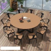 China Round Outdoor Dining Table Set Plastic Wood Tables for Restaurant and Room in Garden Chairs sets for sale