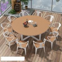 China Round Outdoor Dining Table Set Plastic Wood Tables for Restaurant and Room in Garden Chairs sets for sale