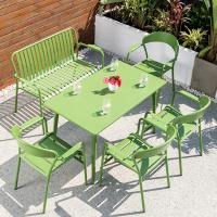 China Outdoor Table Set Waterproof Metal Dining Furniture for Balcony Patio Bistro Chairs Included for sale