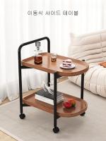 China 2 Tiers Wooden Coffee Table, Rolling Storage Rack Bed Side , Living Room Tray, 2 Layers Center Round for sale