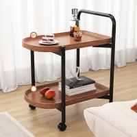 China 2 Tiers Wooden Coffee Table, Rolling Storage Rack Bed Side , Living Room Tray, 2 Layers Center Round for sale