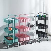 China 3 Layers Metal Household Bathroom Kitchen Trolley With Wheel Handle, Utility Cart, Rolling Organization , Storage Shelves for sale
