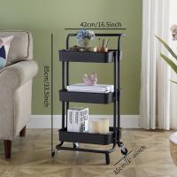 China 3 Layers Metal Household Bathroom Kitchen Trolley With Wheel Handle, Utility Cart, Rolling Organization , Storage Shelves for sale