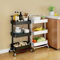 China 3 Layers Metal Household Bathroom Kitchen Trolley With Wheel Handle, Utility Cart, Rolling Organization , Storage Shelves for sale