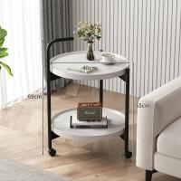 China 2 Tiers Wooden Round Coffee Table, Rolling Storage Rack Bed Side , Living Room Tray, 2 Layers Center for sale