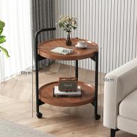 China 2 Tiers Wooden Round Coffee Table, Rolling Storage Rack Bed Side , Living Room Tray, 2 Layers Center for sale