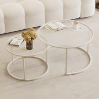 China NO Folded Light Luxury Glass Center Table Living Room Combination Round Coffee Modern Sofa Side with Exquisite Design for sale