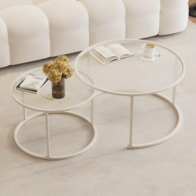 China NO Folded Light Luxury Glass Center Table Living Room Combination Round Coffee Modern Sofa Side with Exquisite Design for sale