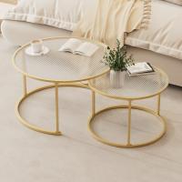 China NO Folded Light Luxury Glass Center Table Living Room Combination Round Coffee Modern Sofa Side with Exquisite Design for sale