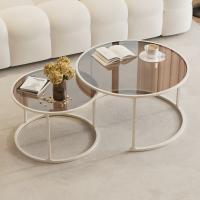 China NO Folded Light Luxury Glass Center Table Living Room Combination Round Coffee Modern Sofa Side with Exquisite Design for sale