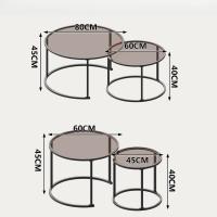 China NO Folded Light Luxury Glass Center Table Living Room Combination Round Coffee Modern Sofa Side with Exquisite Design for sale