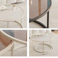 China NO Folded Light Luxury Glass Center Table Living Room Combination Round Coffee Modern Sofa Side with Exquisite Design for sale