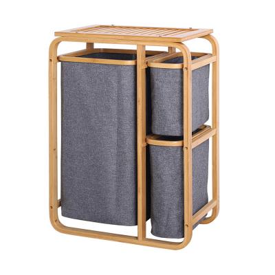 China Wholesale Collapsible Laundry Hamper Rack Stable Basket with Pull-out Storage Bag in Room for sale